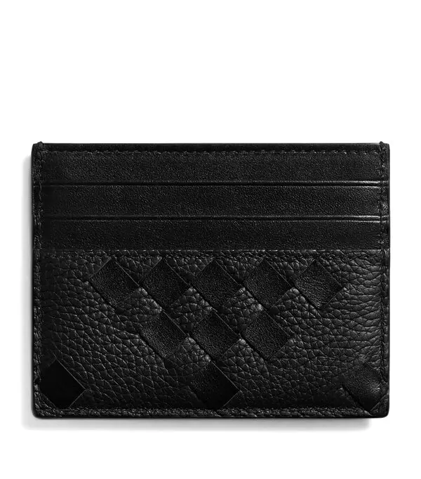 Bottega Veneta Leather Intrecciato Card Holder - Black