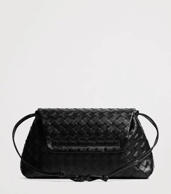Bottega Veneta Leather Giorno Shoulder Bag - Gold