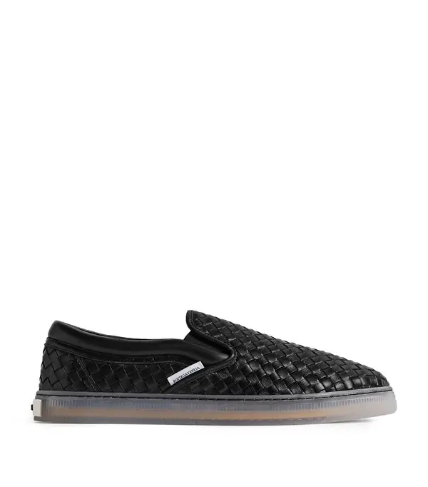 Bottega Veneta Serena Slip-on Sneakers In Intrecciato Calfskin - Black