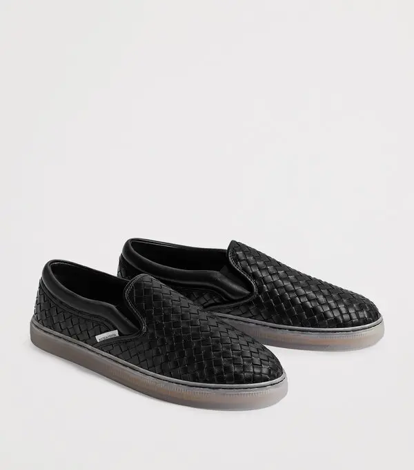 Bottega Veneta Serena Slip-on Sneakers In Intrecciato Calfskin - Black