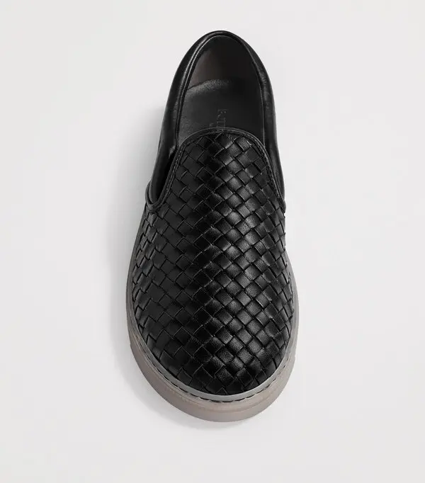 Bottega Veneta Serena Slip-on Sneakers In Intrecciato Calfskin - Black