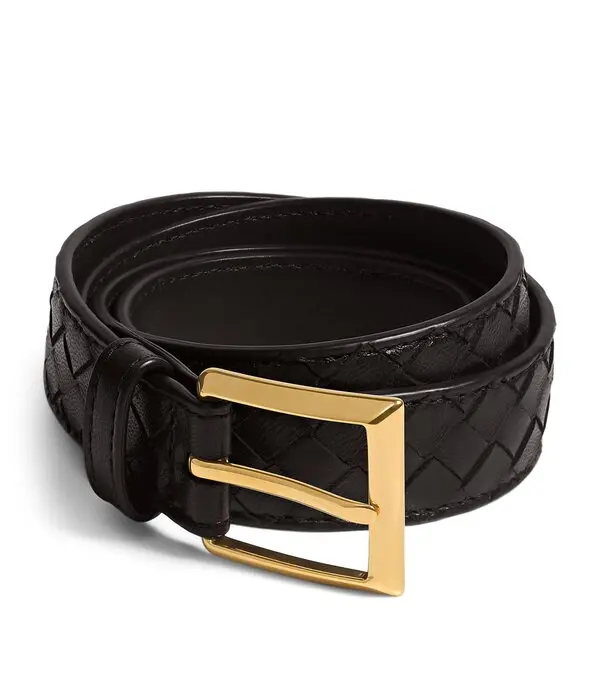 Bottega Veneta Calfskin Intrecciato Piccolo Belt - Brown
