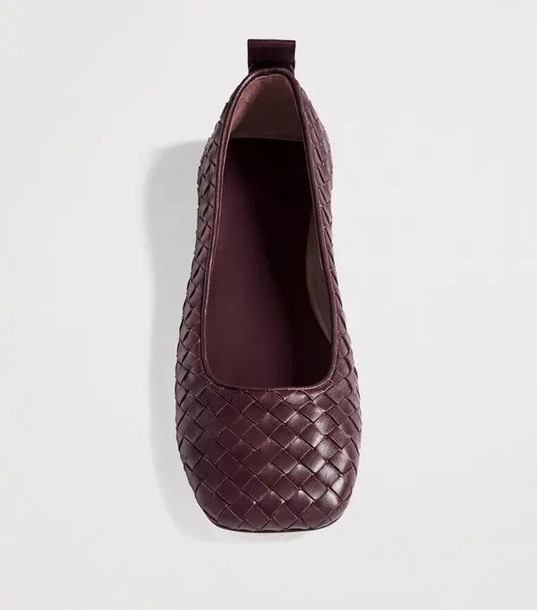 Bottega Veneta Lambskin Intrecciato Ballet Flats - Red