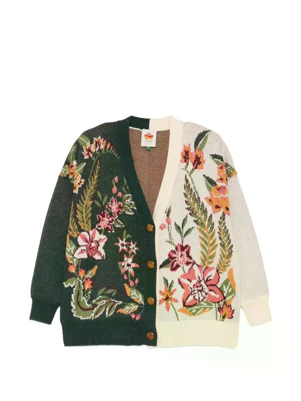 Farm Rio Floral Print Colour Block Cardigan