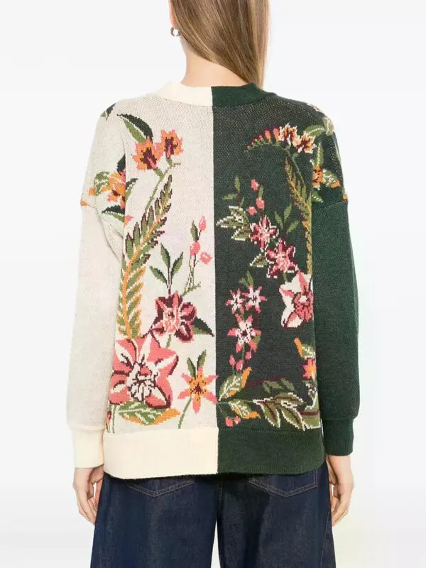 Farm Rio Floral Print Colour Block Cardigan