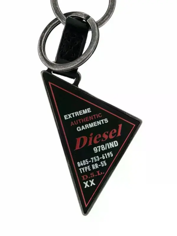 DIESEL® Logo Print Triangle Keychain