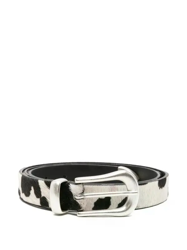 SECOND / LAYER Doc Cow-print Pony-hair Belt - Black