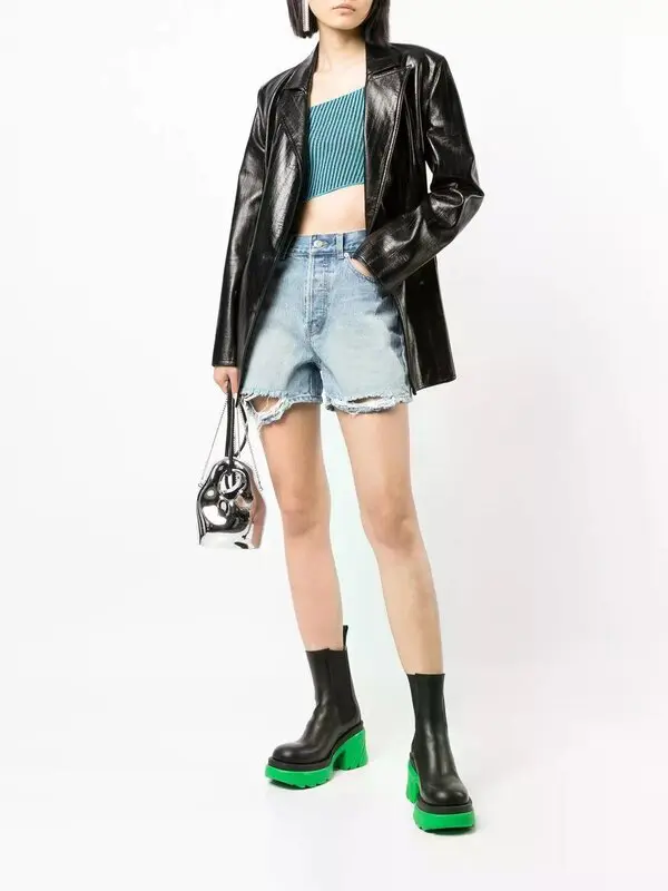We11Done Light-wash Ripped Denim Shorts