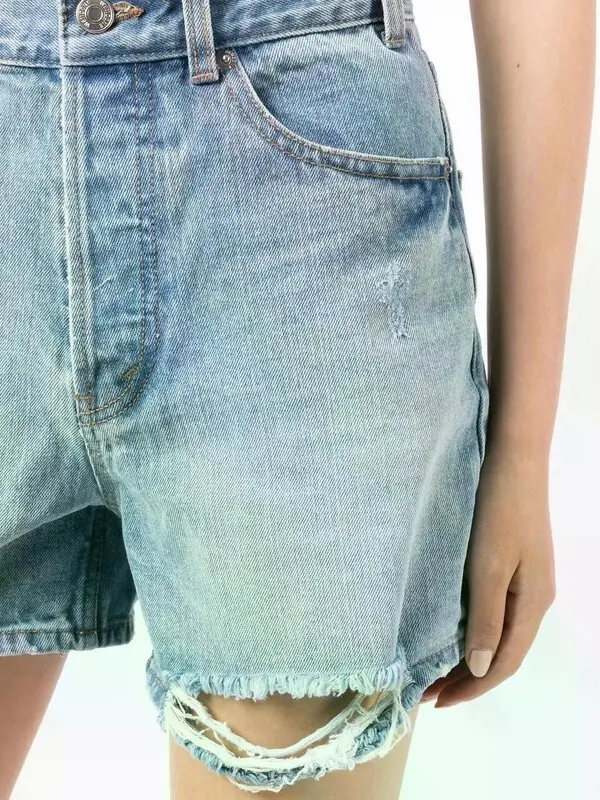 We11Done Light-wash Ripped Denim Shorts