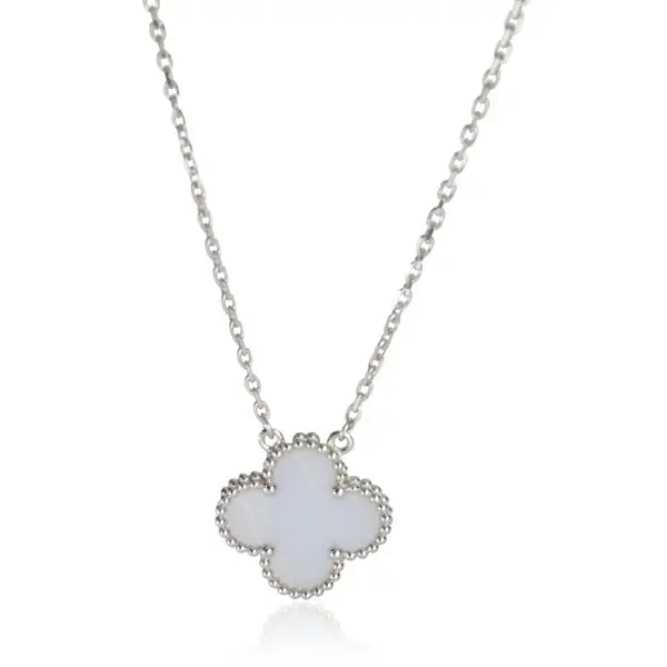 Van Cleef & Arpels White Gold Chalcedony Vintage Pendant Necklace - White_gold