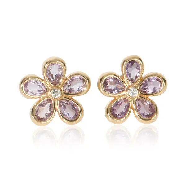 Tiffany & Co. Rose Gold Amethyst And Diamond Flower Earrings - Rose_gold