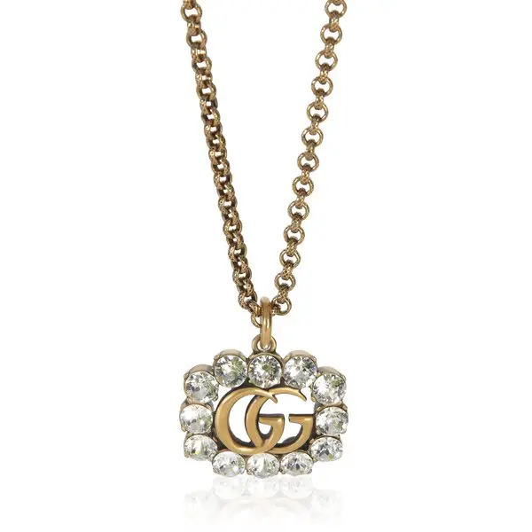 Gucci Gold-plated Crystal Double G Pendant Necklace - Gold_plated