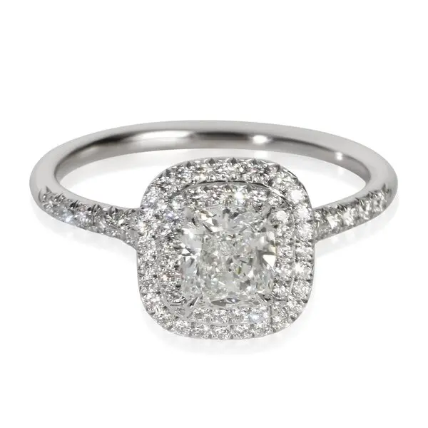 Tiffany & Co. 1.07 Ct Cushion Diamond Double Halo Engagement Ring - Platinum