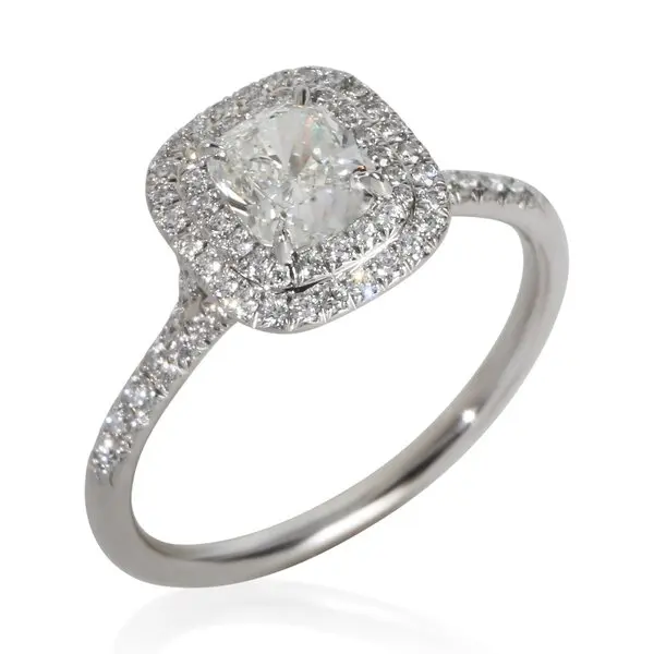 Tiffany & Co. 1.07 Ct Cushion Diamond Double Halo Engagement Ring