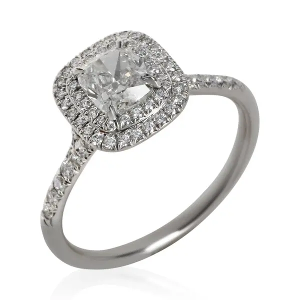 Tiffany & Co. 1.07 Ct Cushion Diamond Double Halo Engagement Ring