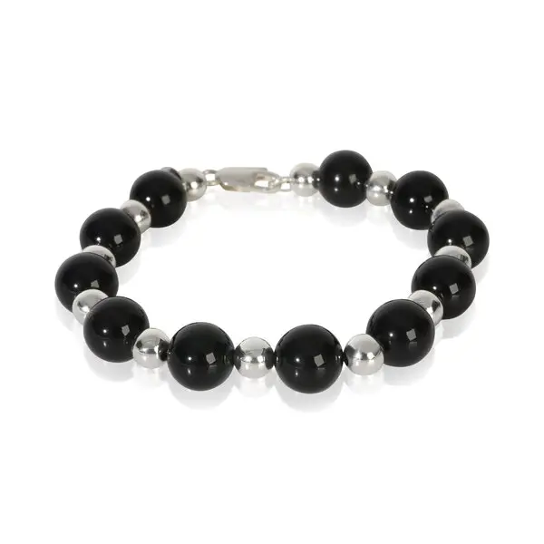 Tiffany & Co. Sterling Silver Onyx Bead Bracelet - Sterling_silver