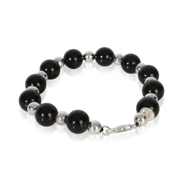 Tiffany & Co. Sterling Silver Onyx Bead Bracelet