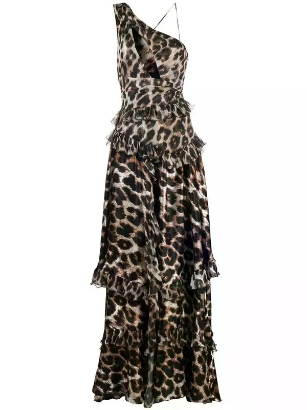 Philipp Plein Tiered Leopard-print Gown