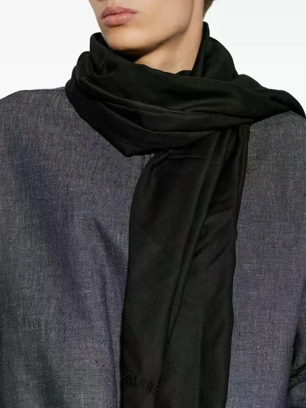 FERRAGAMO Logo-embroidered Frayed Scarf