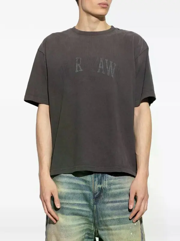MISBHV Washed Black Cotton Distressed Logo T-shirt