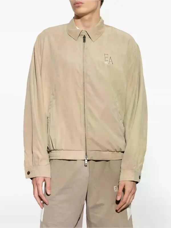Emporio Armani Logo Embroidered Zip-up Jacket