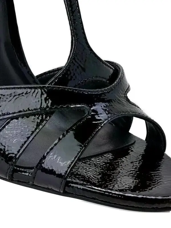 ANDREA CARRANO Patent-effect T-bar Sandals