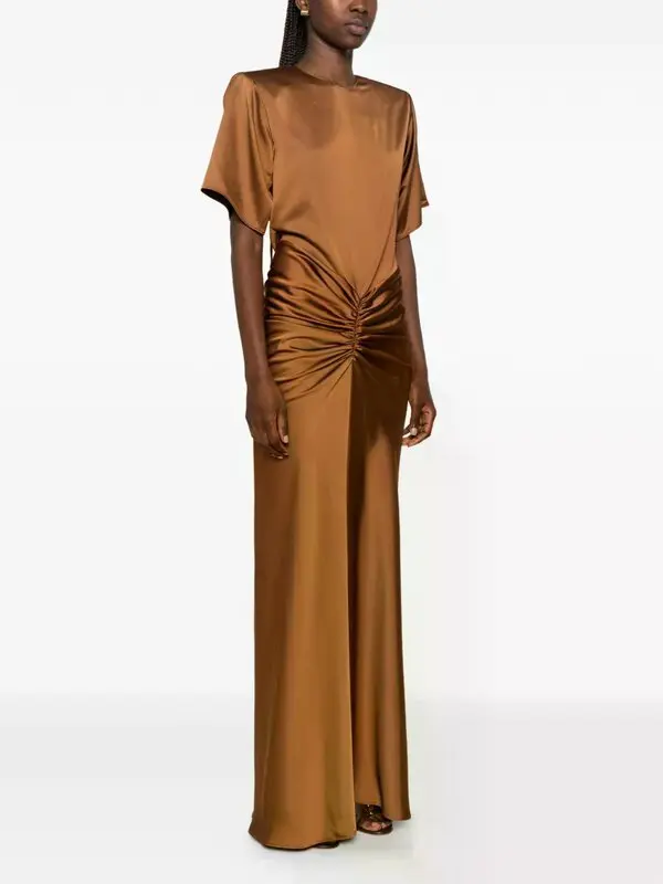 Andamane Iris Ruched Satin-finish Dress