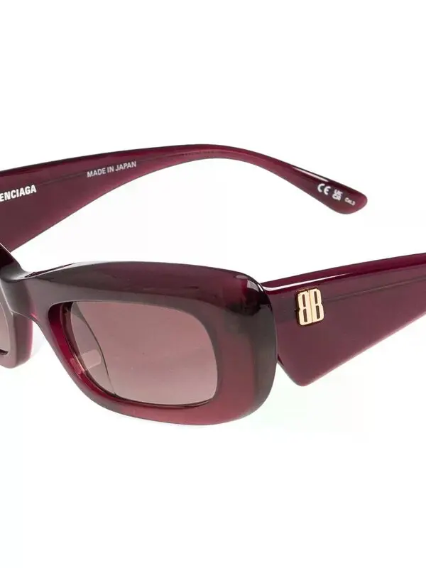Balenciaga Diva Rectangle Sunglasses - Red