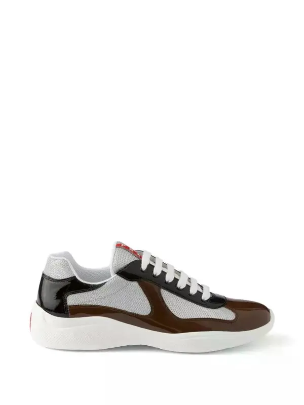 Prada Patent-leather And Technical Fabric America's Cup Sneakers - Brown