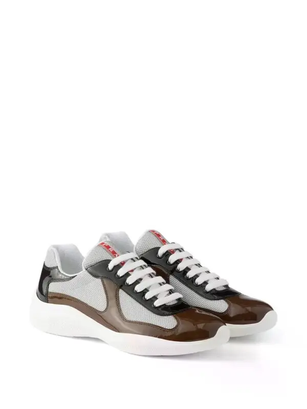 Prada Patent-leather And Technical Fabric America's Cup Sneakers - Brown