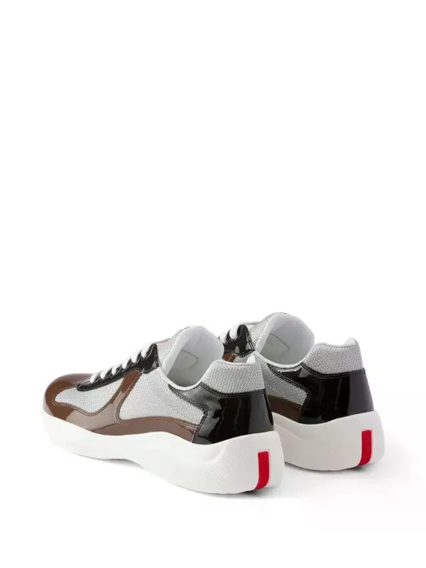Prada Patent-leather And Technical Fabric America's Cup Sneakers - Brown