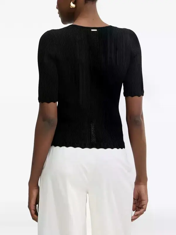 TWINSET Ribbed Knit Scalloped Edge Top