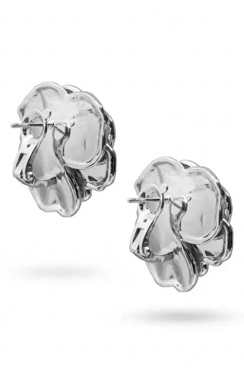 IMBER Rose Statement Stud Earrings - Silver