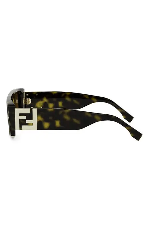 Fendi Ff Squared Rectangular Sunglasses - Dark Havana/brown