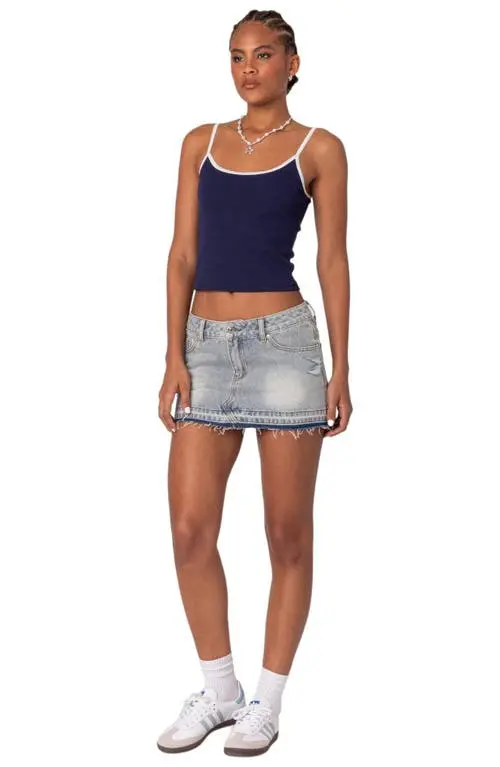 EDIKTED Franky Contrast Trim Rib Camisole - Navy