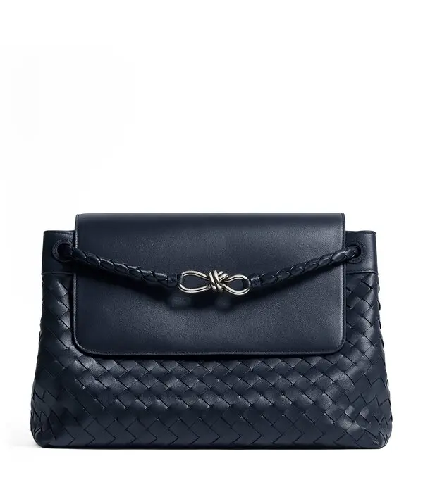 Bottega Veneta Leather Andiamo Messenger Bag - Blue