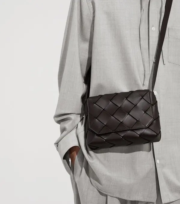 Bottega Veneta Leather Intreccio Cross-body Bag - Brown