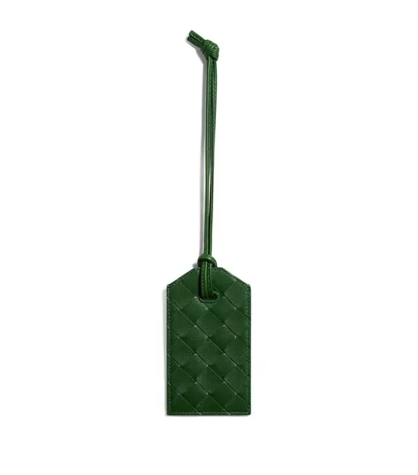 Bottega Veneta Leather Intrecciato Luggage Tag - Green