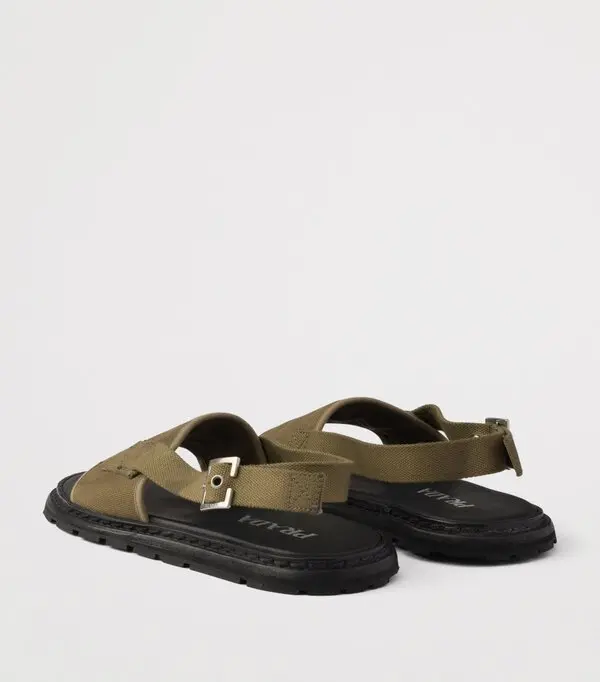 Prada Canvas Buckled Sandals