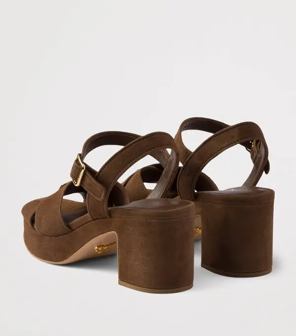 Prada Suede Platform Sandals - Brown