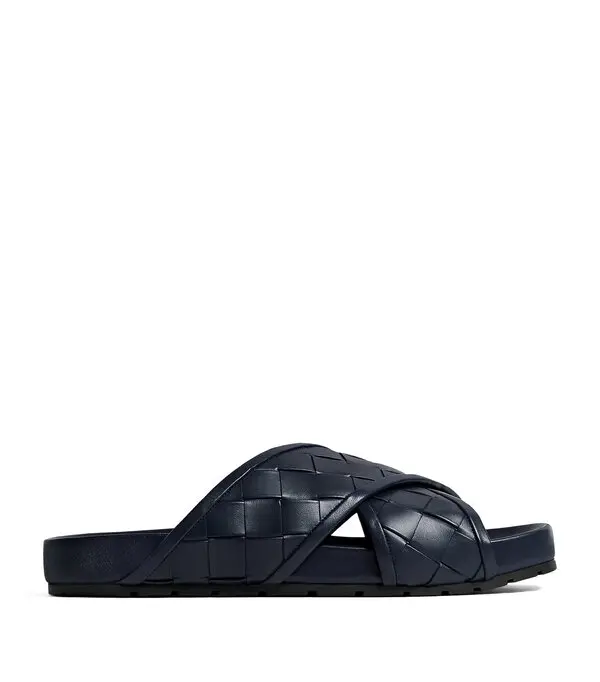 Bottega Veneta Leather Intrecciato Tarik Sandals - Blue