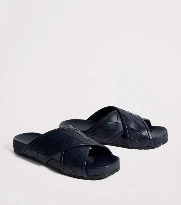 Bottega Veneta Leather Intrecciato Tarik Sandals - Blue