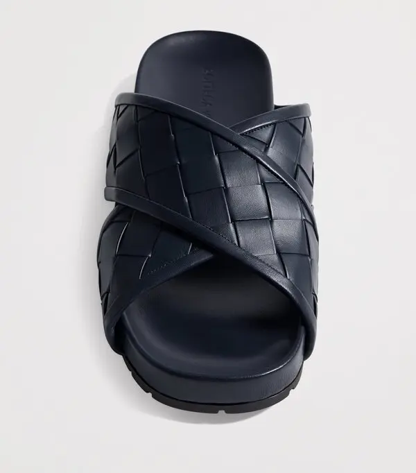 Bottega Veneta Leather Intrecciato Tarik Sandals - Blue