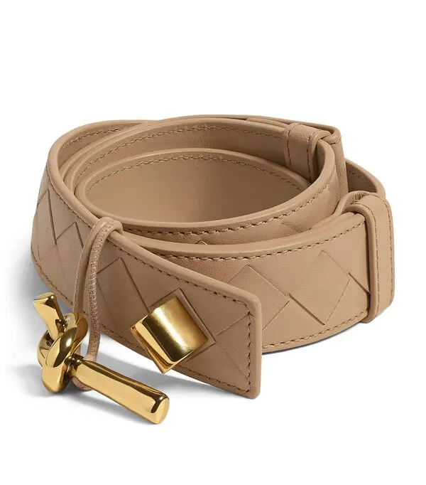 Bottega Veneta Woven Leather Andiamo Belt - Neutral