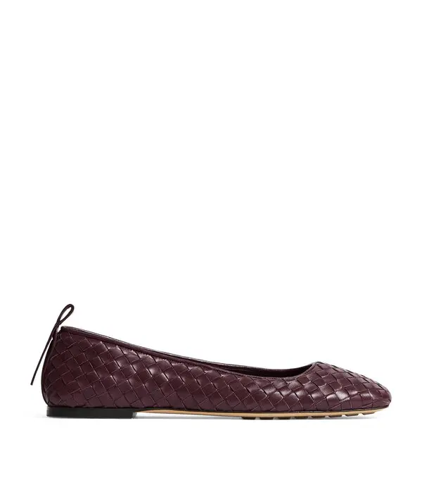 Bottega Veneta Lambskin Charlotte Ballet Flats - Red