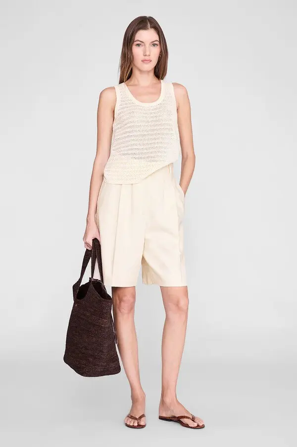 ANINE BING Arie Textured Knit Tank - Ivory