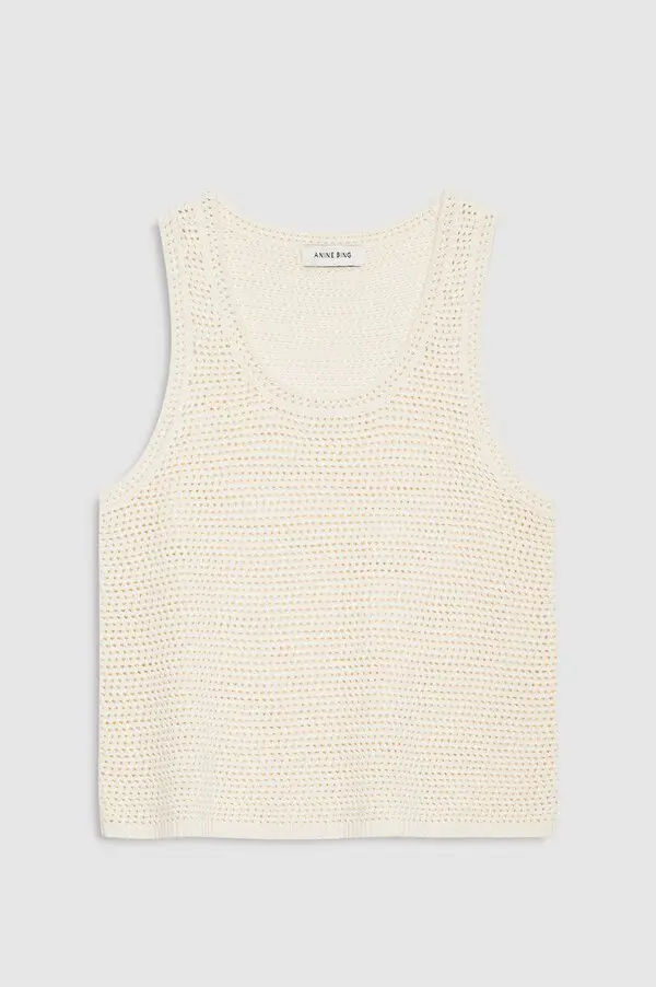 ANINE BING Arie Textured Knit Tank - Ivory
