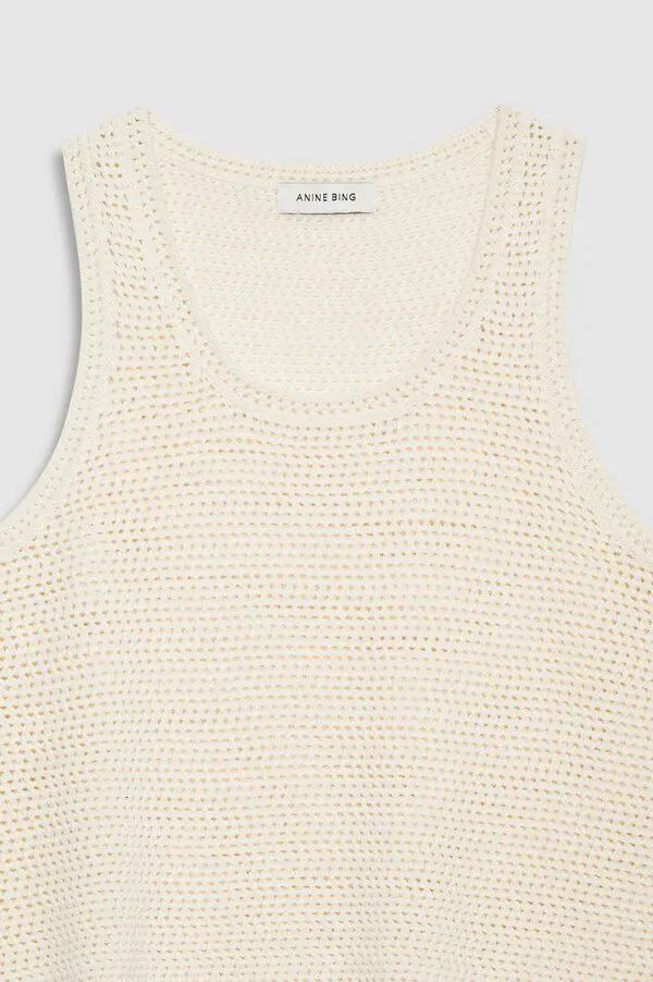 ANINE BING Arie Textured Knit Tank - Ivory