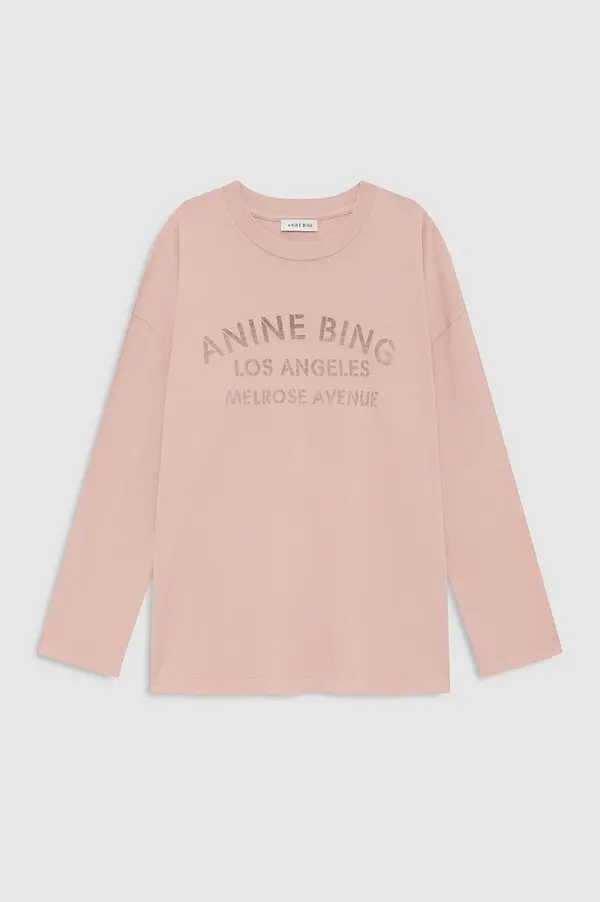 ANINE BING Ivan Long Sleeve Melrose Stencil Tee