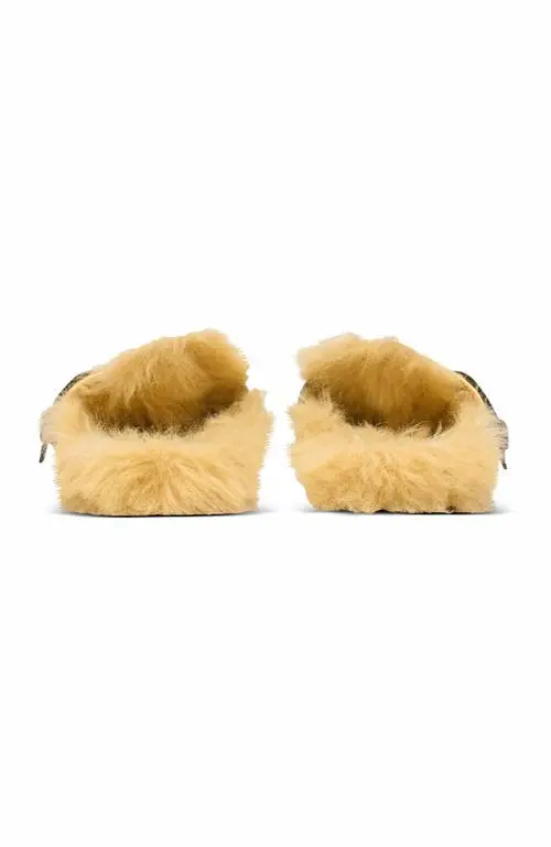 Balmain Faux Fur-lined Leather Mules